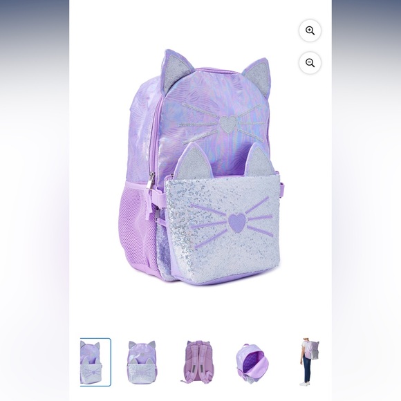 Accessories | Sparkly Silver Purple Cat Backpack Lunch Bag Nwt For ...